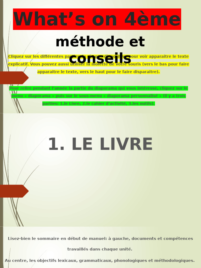What's On 4ème Méthode Et Conseils Début Année | PDF