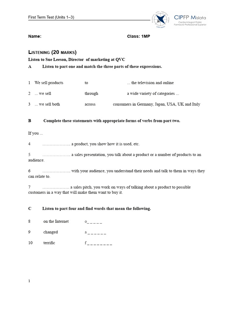 Exam 1ST TERM 1MP | PDF