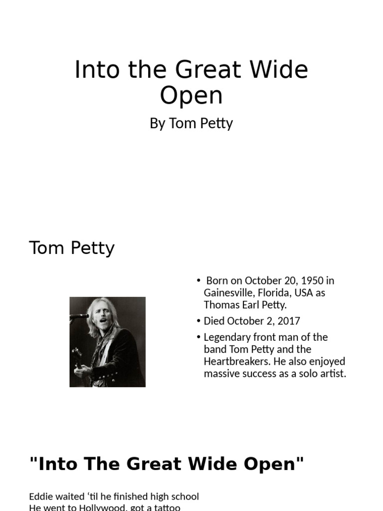 Into The Great Wide Open Lyrics and Vocab | PDF