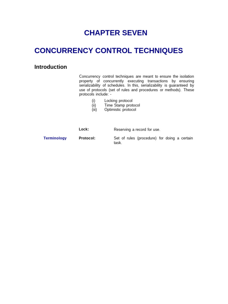 Chapter Eight-Concurrency Control | PDF