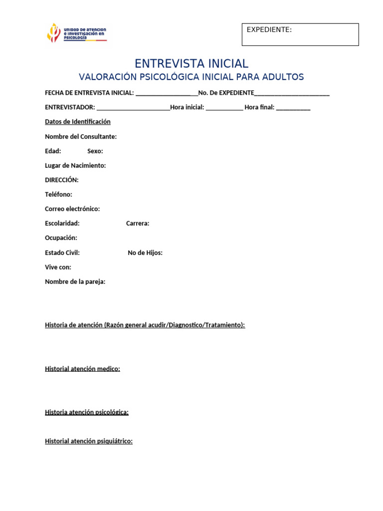 Entrevista Inicial | PDF