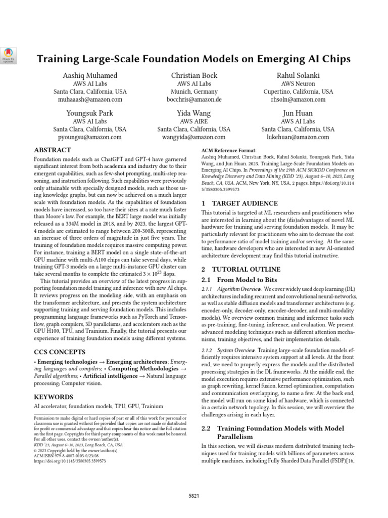 Training Large-Scale Foundation Models On Emerging AI Chips | PDF