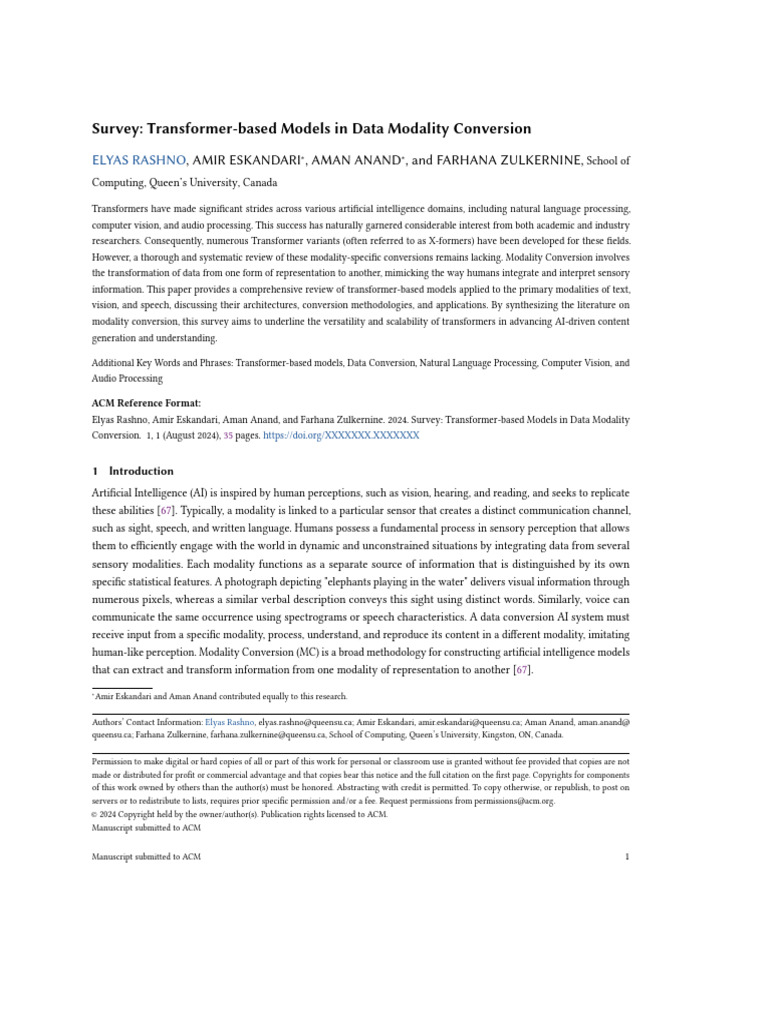 Survey Transformer-based Models in Data Modality Conversion | PDF Survey Transformer-based Models in Data Modality Conversion | PDF