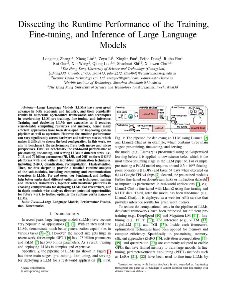 Dissecting The Runtime Performance of The Training Fine-Tuning and Inference of Large Language ...