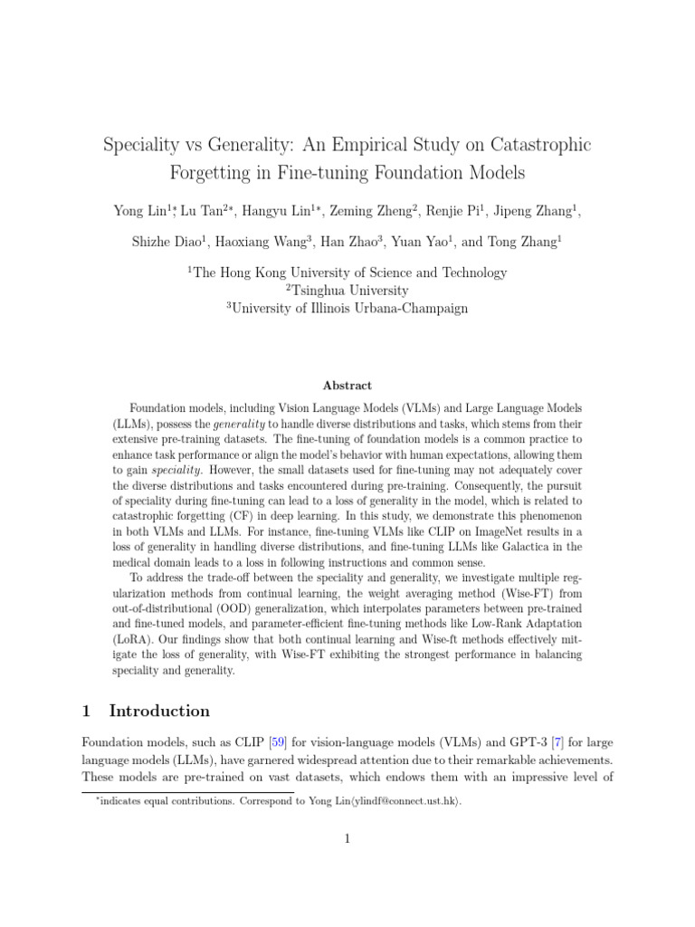 Speciality Vs Generality An Empirical Study On Catastrophic Forgetting in Fine-Tuning Foundation ...