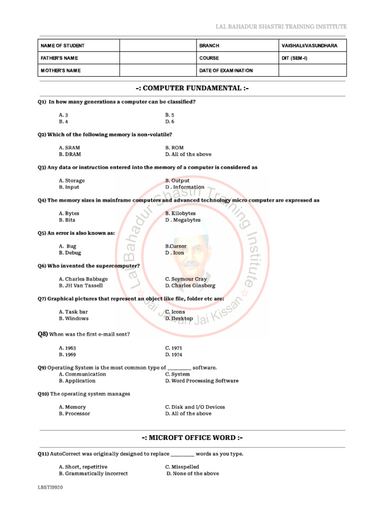 Dit Sem-I Q Paper (Cot 24) | PDF