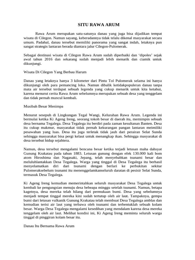 Teks Cerita Situ Rawa Arum | PDF