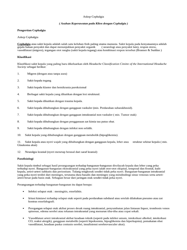 Askep Cephalgia | PDF