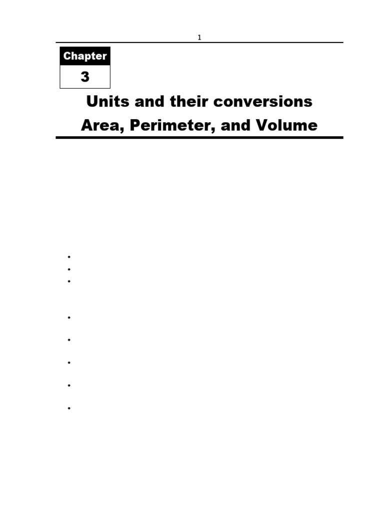 Chapter Units Area Perimeter Volume | PDF