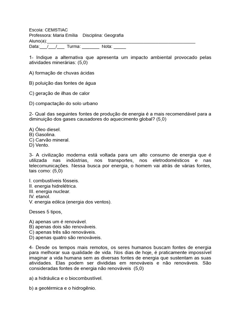 Prova 8° Ano Mod 1 | PDF