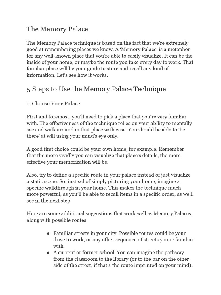 The Memory Palace | PDF