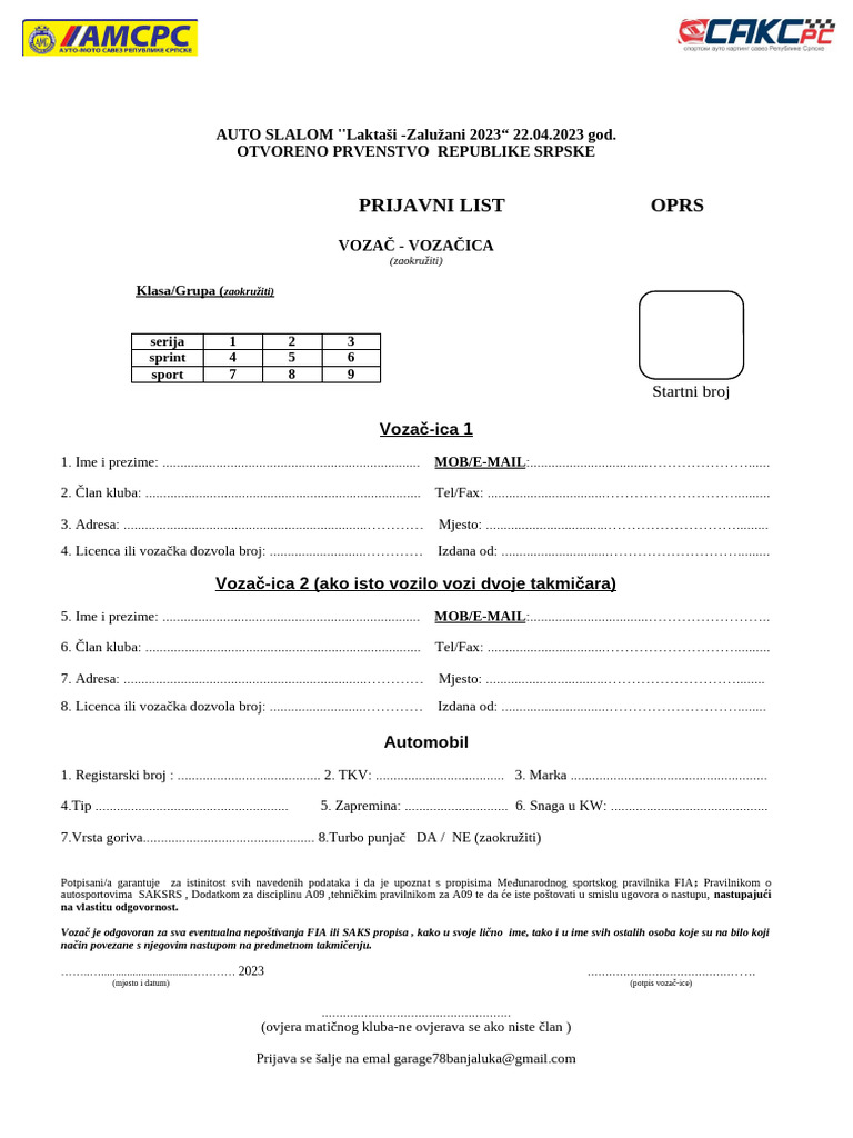 Prijavni List A09 Laktasi 2023 | PDF