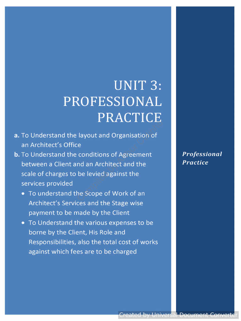 Unit 3 Professional Practice - Services and Scale of Charges | PDF
