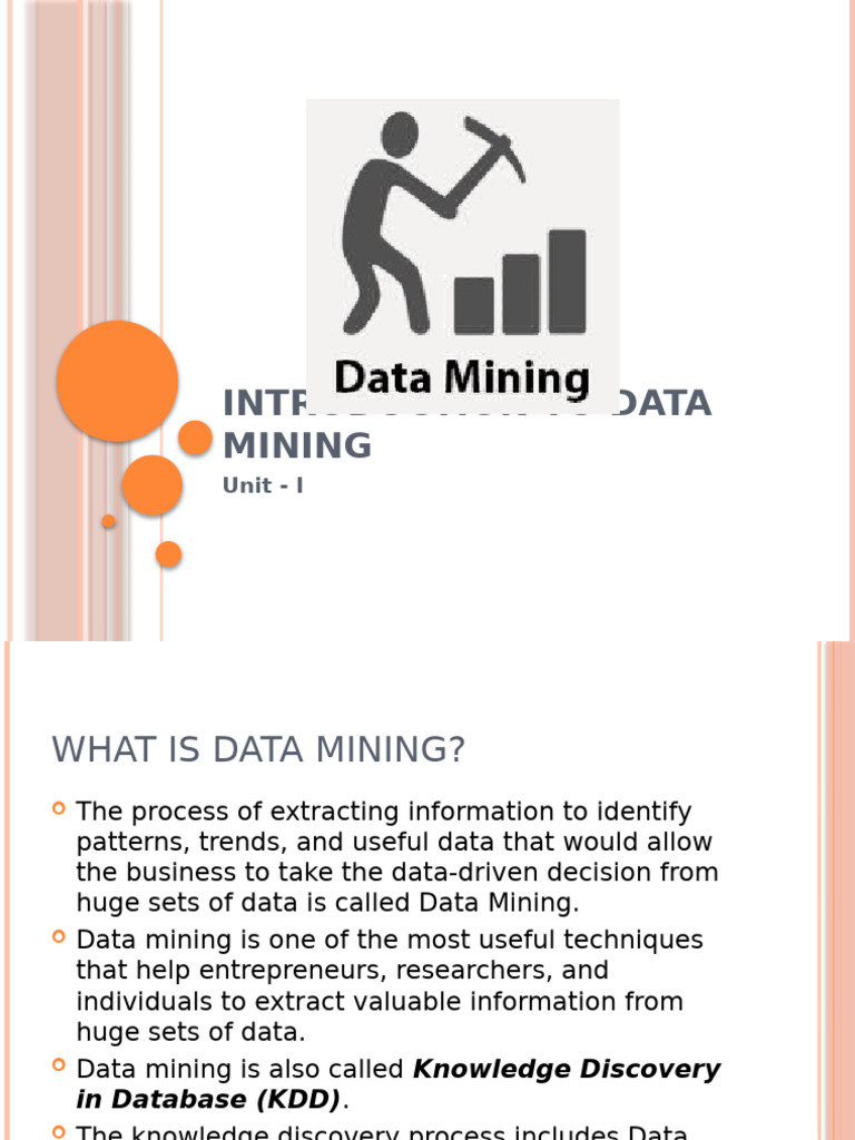 Unit - I Introduction To Data Mining | PDF