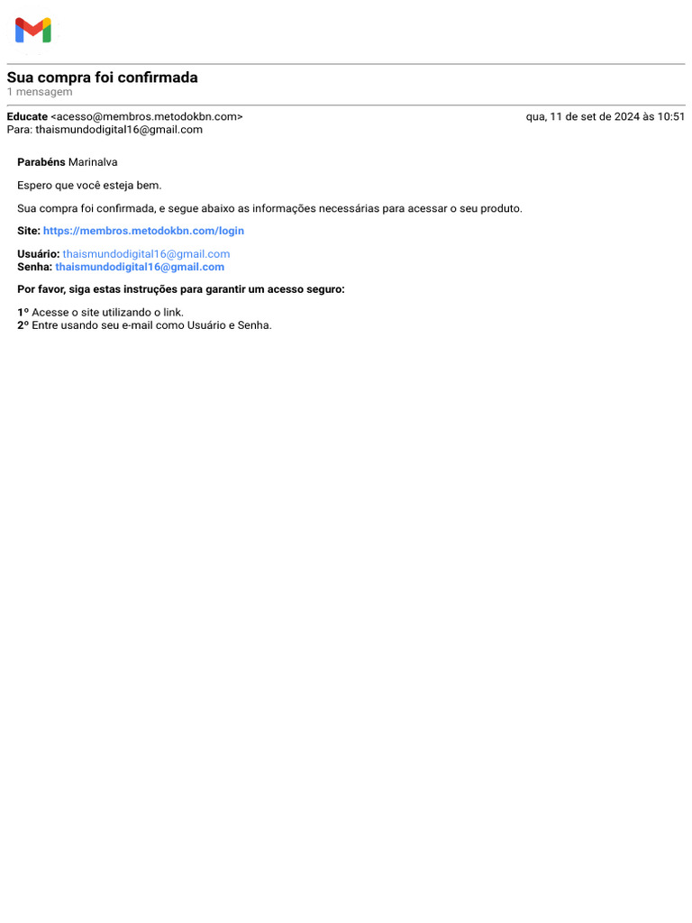Gmail - Sua Compra Foi Confirmada ? | PDF