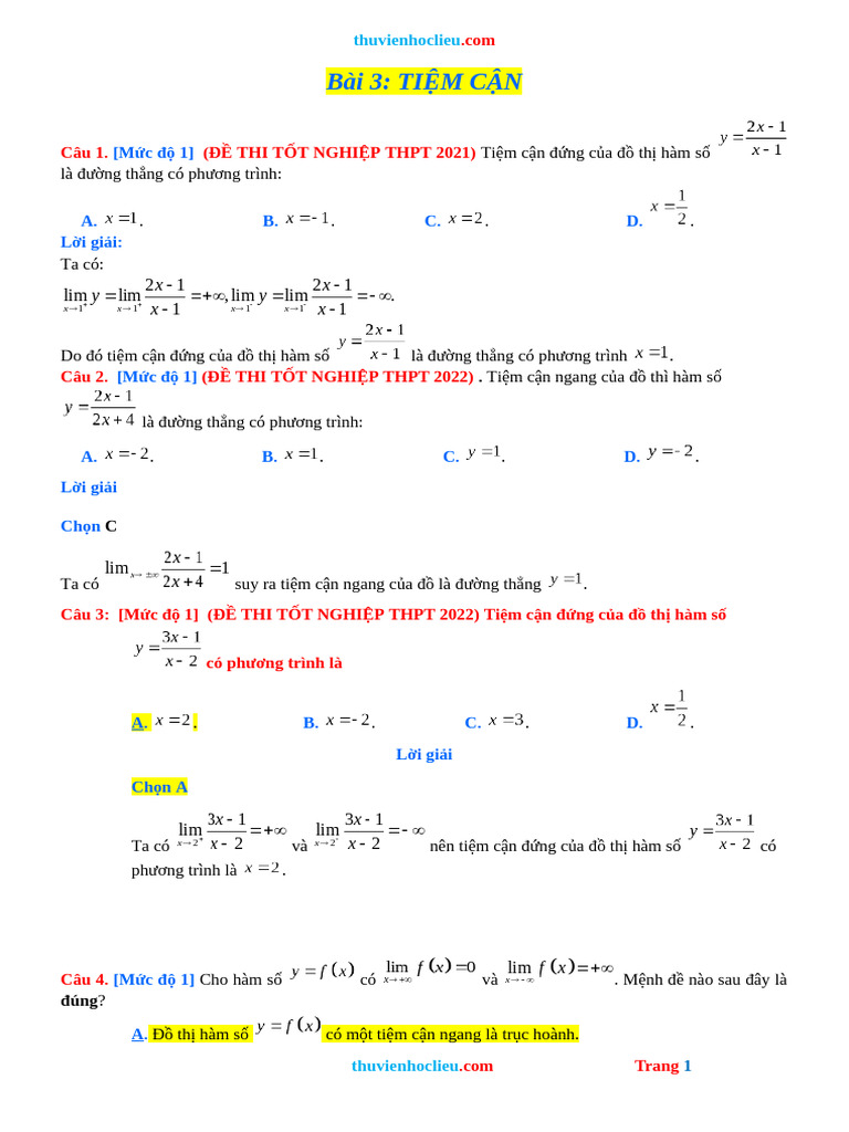 Trac Nghiem Tiem Can Theo Muc Do | PDF