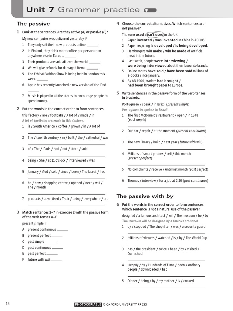 Grammar Unit 7 1star | PDF