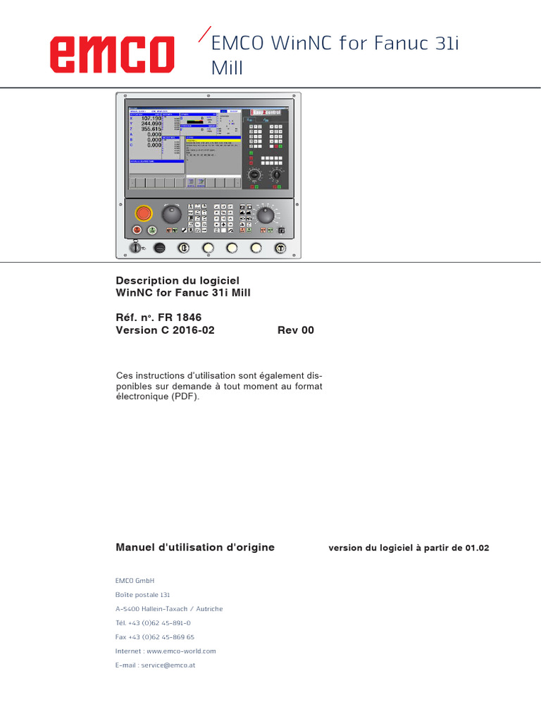 EMCO WinNC For Fanuc31i Mill FR 1846 C | PDF