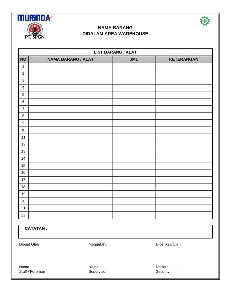 Nama Barang Di Area Warehouse (Blibli Project) | PDF