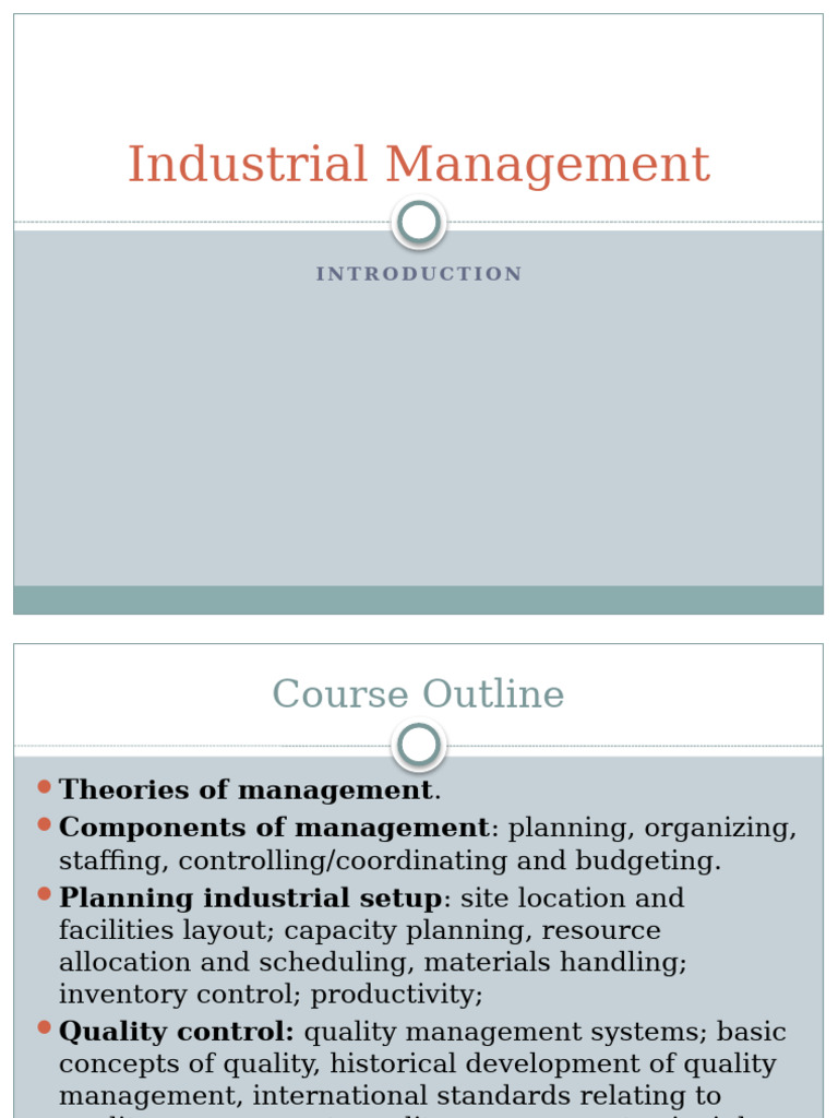01 Industrial Management Intro and Evolution | PDF