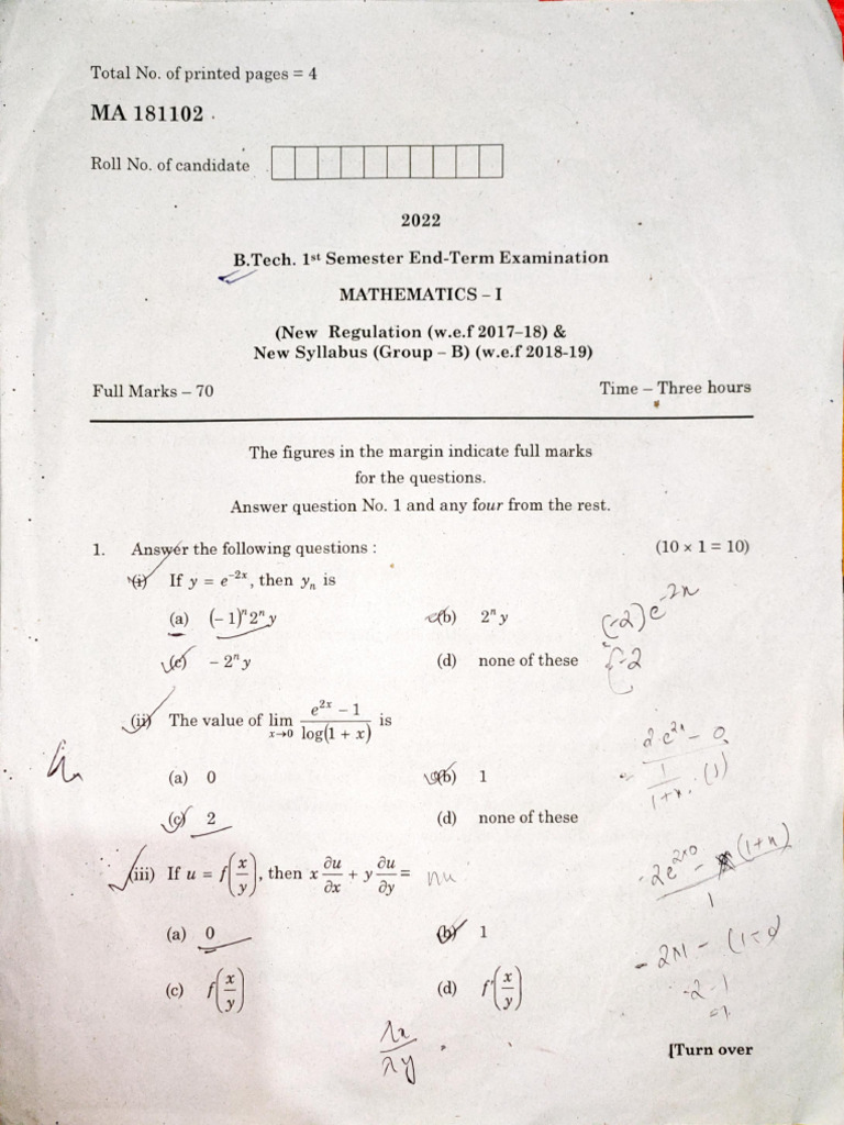 Mathematics - I - ANUPAM SAHA - CSE | PDF