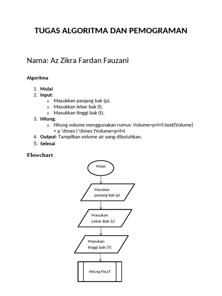Algoritma Menghitung Volume Air Bak Mandi | PDF