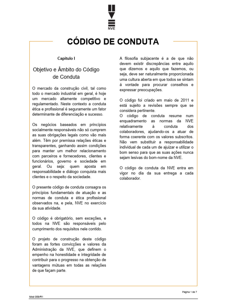Mod.059 Codigo de Conduta | PDF
