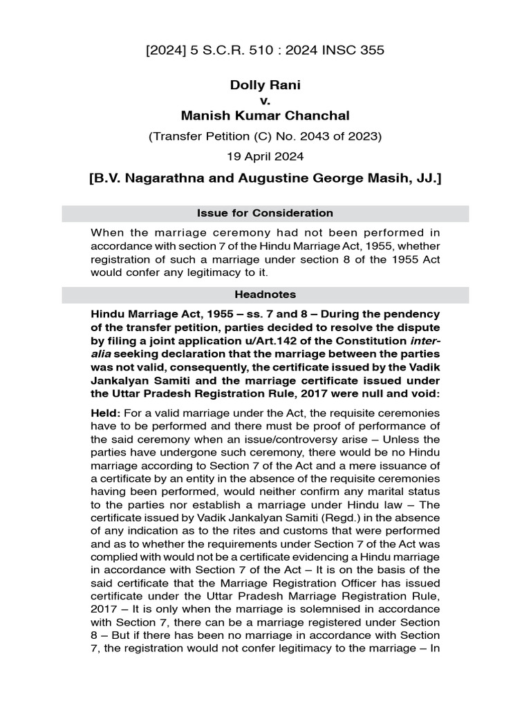 Dolly Rani V Manish Kumar | PDF