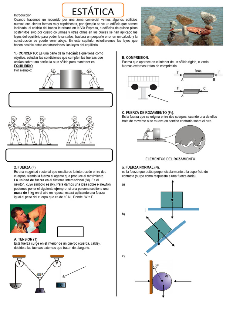 20, Estatica DCL | PDF | Fuerza | Las leyes del movimiento de Newton