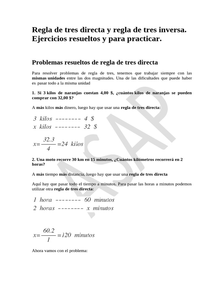 Regla de Tres Directa | PDF