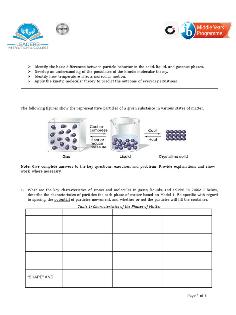 Kinetic Molecular Theory Homework | PDF