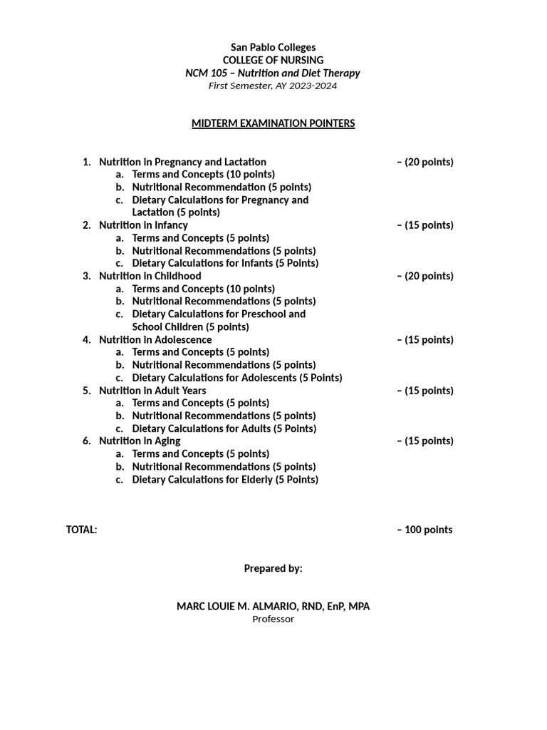 Midterm Exams Pointers | PDF