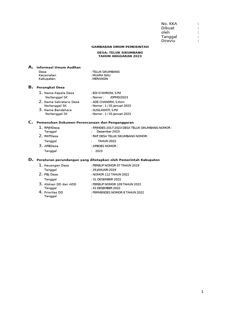 Gambaran Umum Pemerintahan Desa | PDF