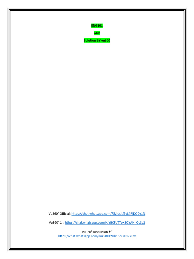 ENG101 GDB Solution Vu360 | PDF