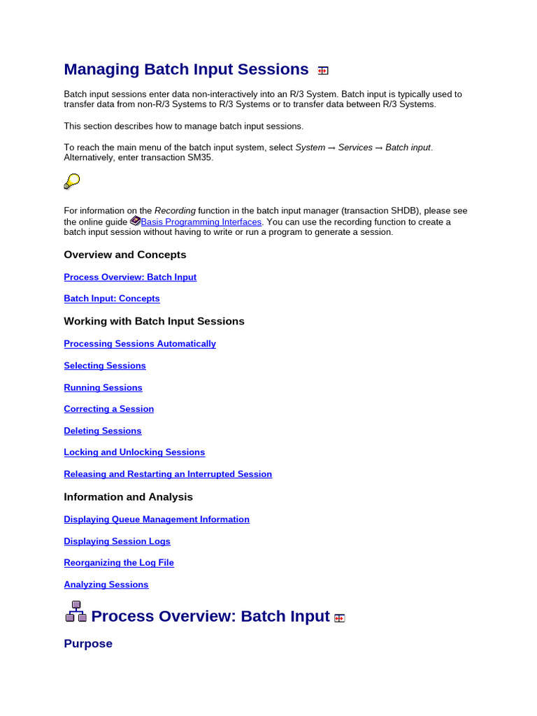 Managing Batch Input Sessions SAP ABAP | PDF