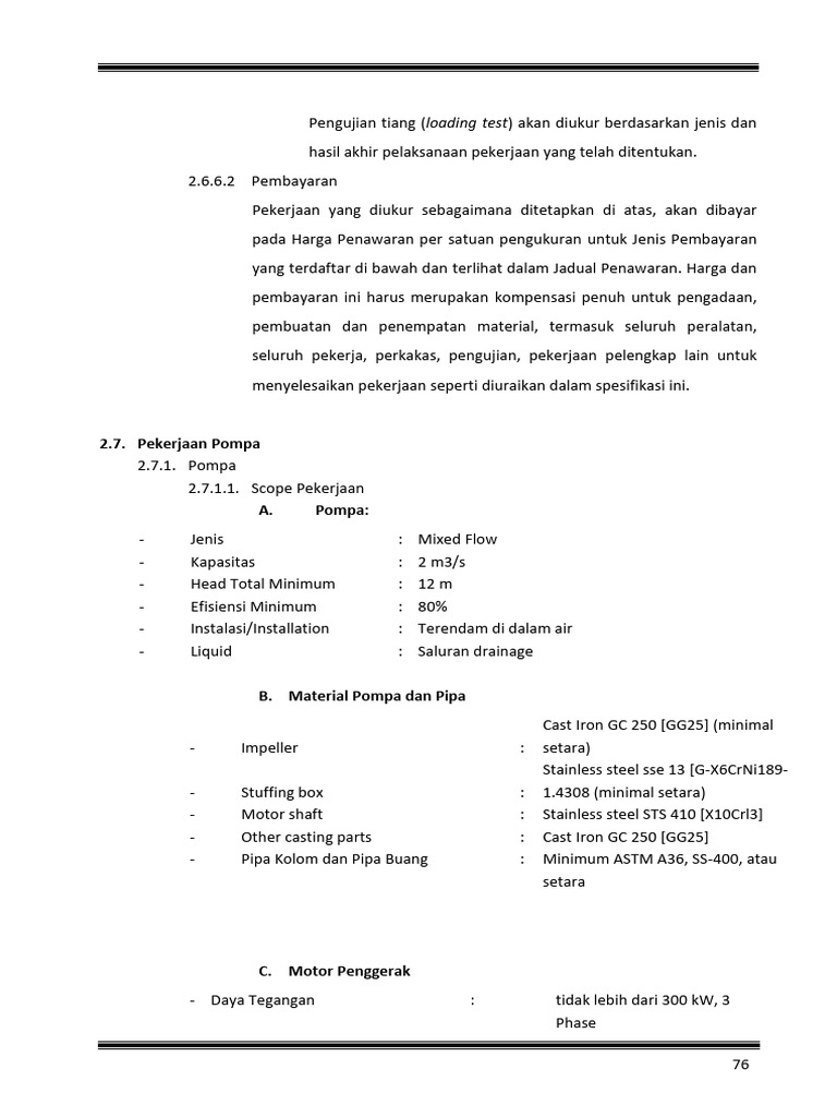 Spek Pompa Banjir | PDF