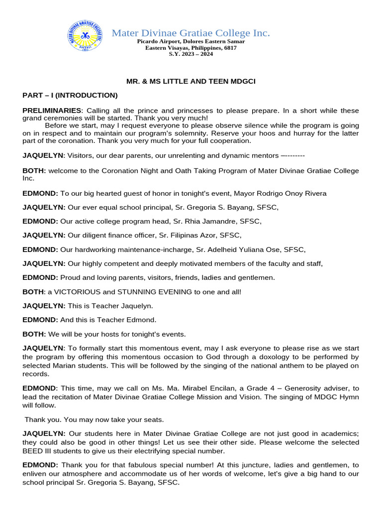 Mr. & Ms. Mdgci Script | PDF