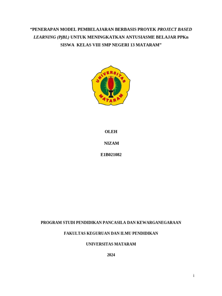 Proposal PTK Nizam E1B021082 6C (PPKN) | PDF