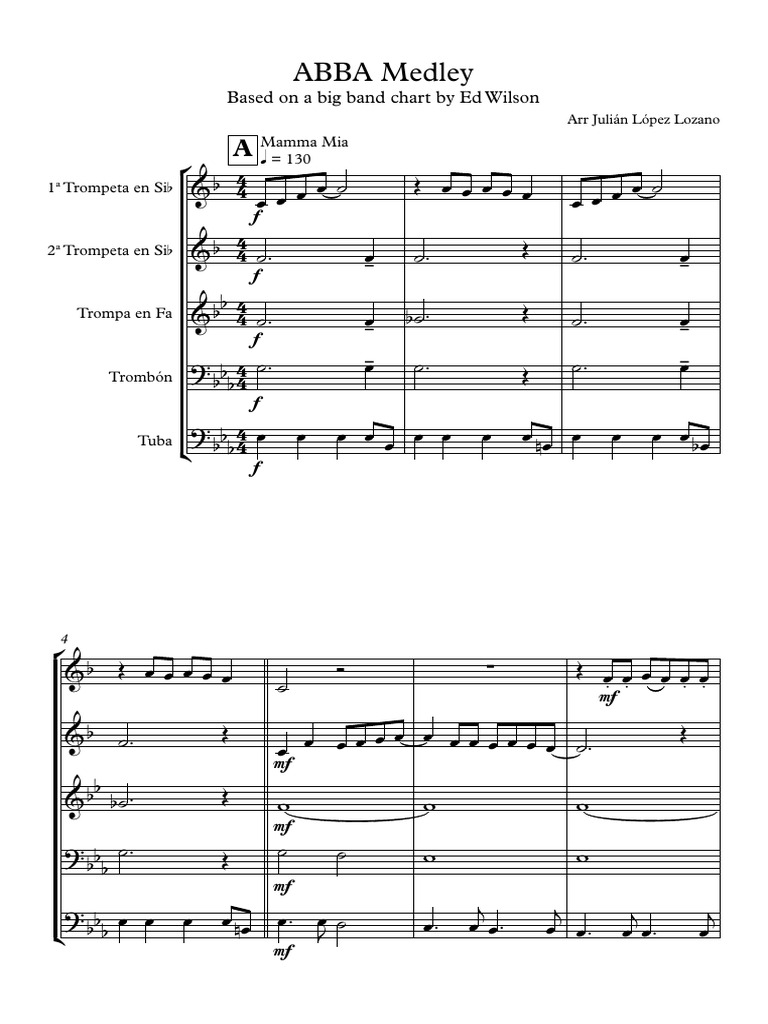 ABBA Medley - Partitura y Partes | PDF