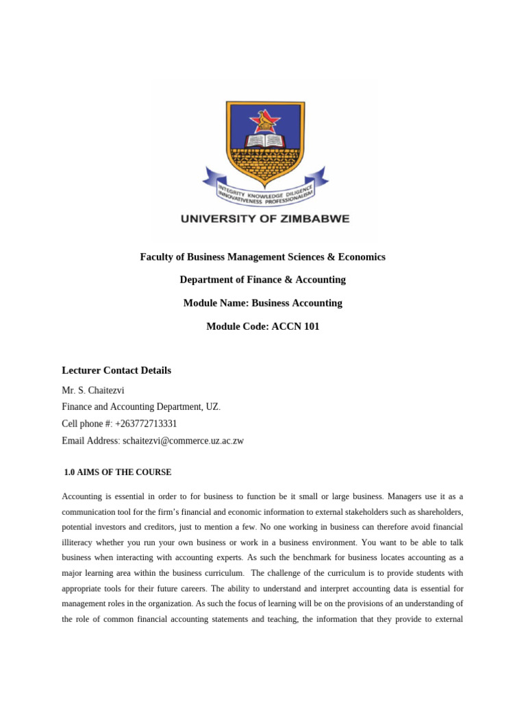 Business Accounting Course Outline 2022 | PDF | Working Capital ...