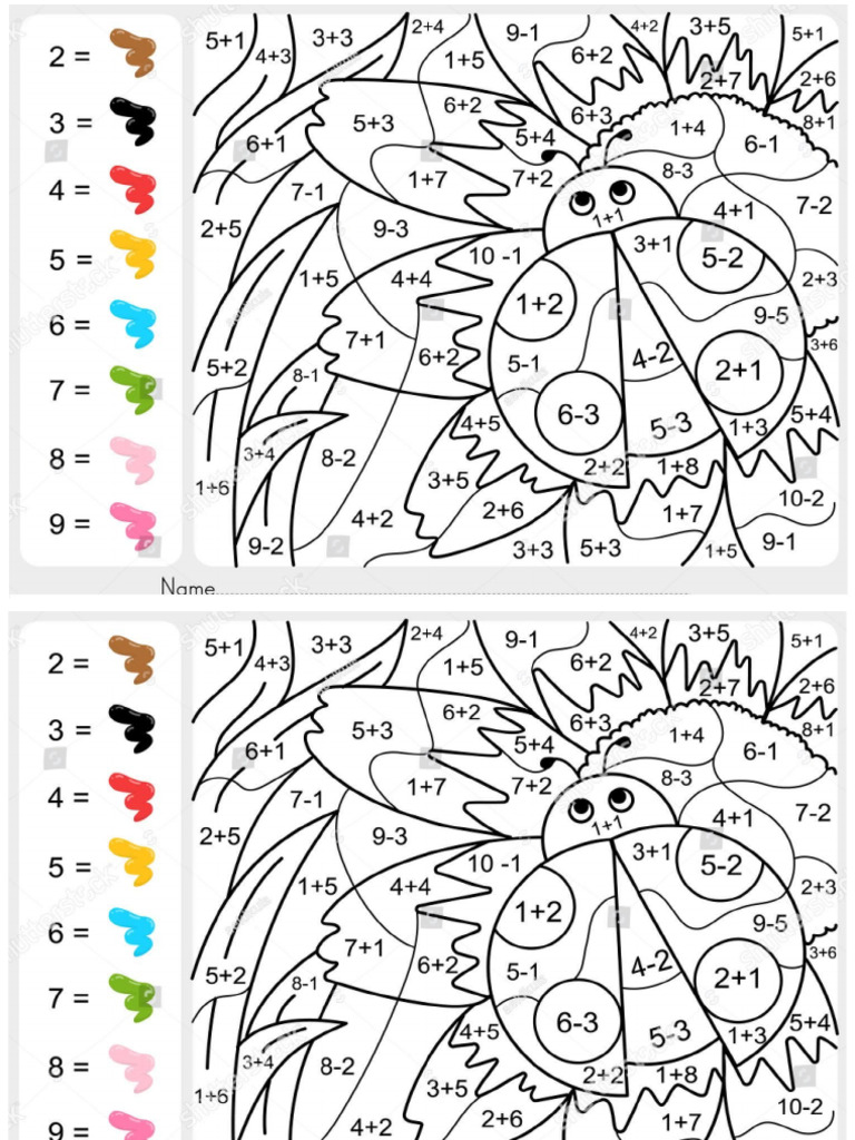 addition coloring worksheet | PDF