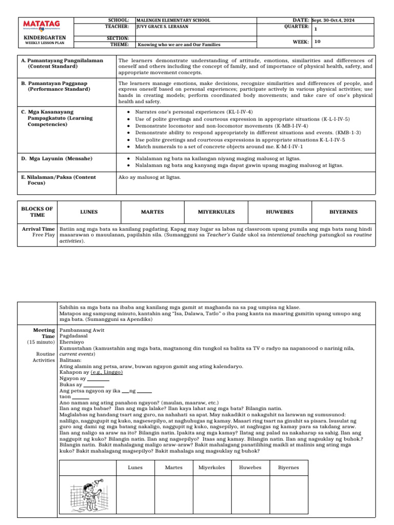 LE Kindergarten4 Q1 Week10 | PDF