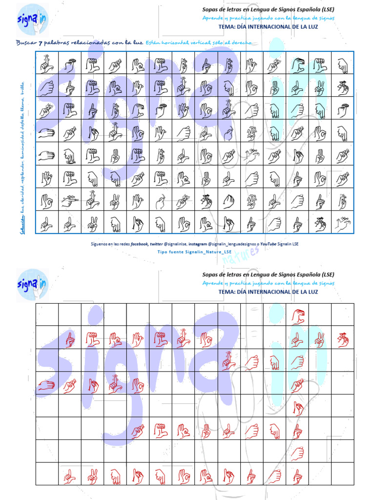 SopaLetras DíaLuz Signalin | PDF | Comunicación humana | Lingüística