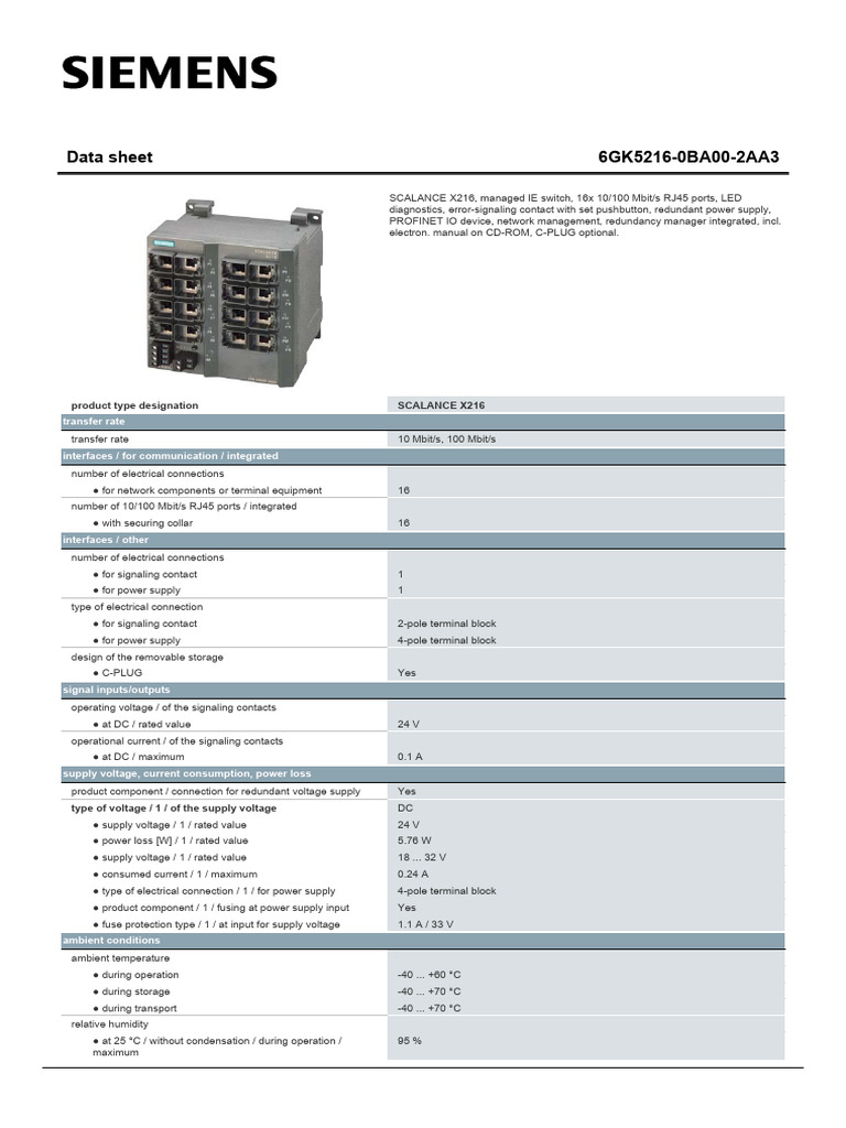 6GK52160BA002AA3 Datasheet en | PDF