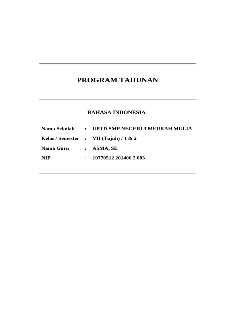 PROGRAM TAHUNAN Bi Kls 7 2018 | PDF