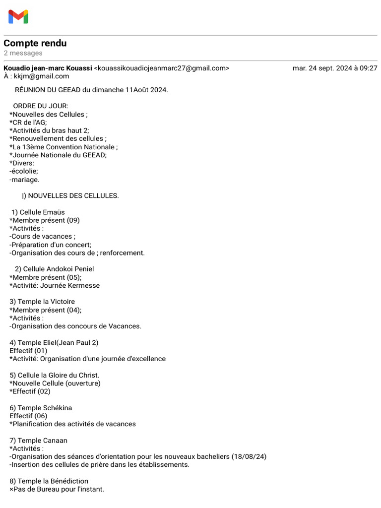 Compte Rendu: Kouadio Jean-Marc Kouassi | PDF