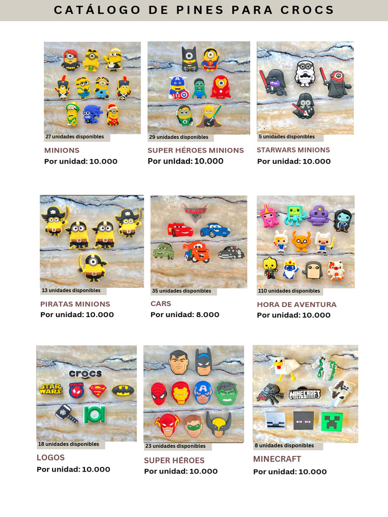 Catálogo de Pines para Crocs PDF | PDF