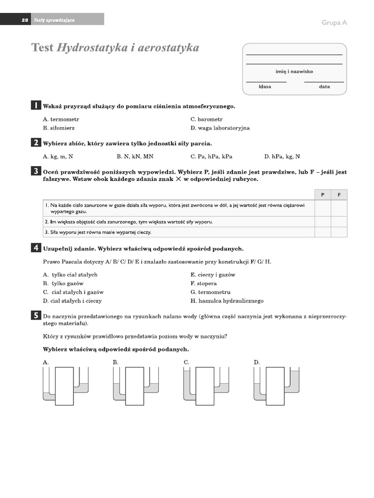 sprawdzian fizyka | PDF
