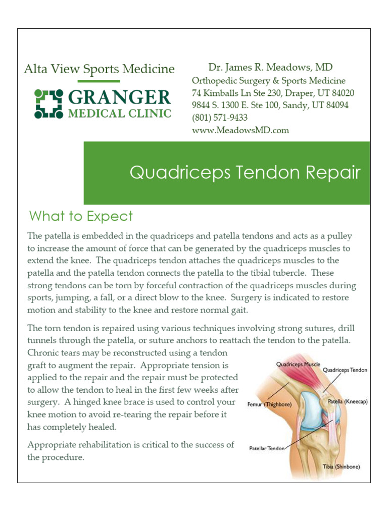 Quadriceps Tendon Repair Rehab | PDF