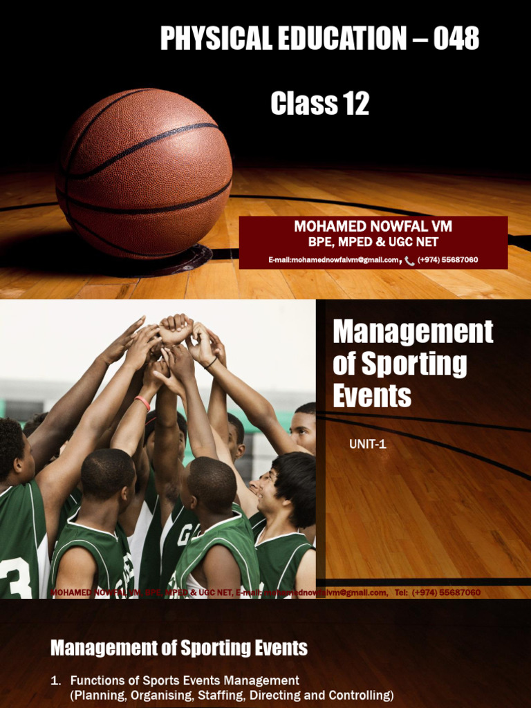 UNIT - 1 MANAGEMENT OF SPORTING EVENTS | PDF